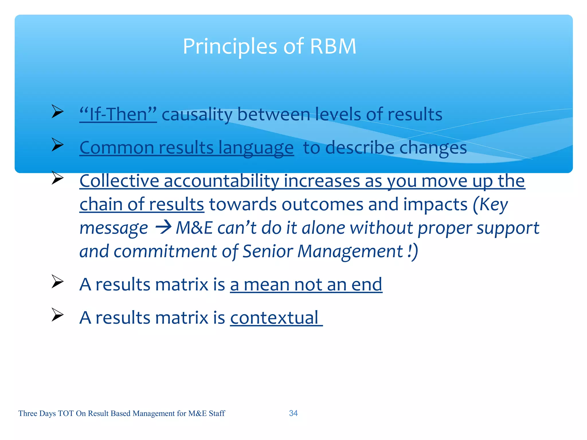 Presentation Training on Result Based Management (RBM) for M&E Staff | PPT