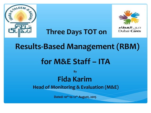Presentation Training on Result Based Management (RBM) for M&E Staff | PPT