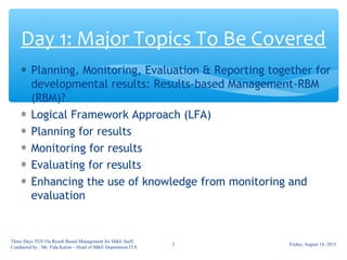 Presentation Training on Result Based Management (RBM) for M&E Staff | PPT