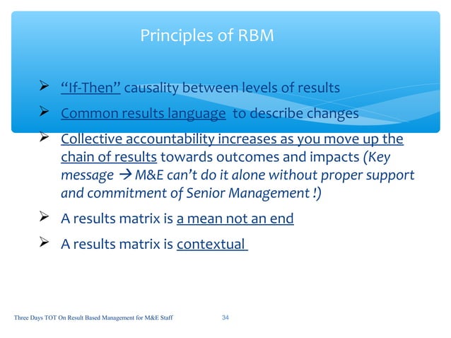 Presentation Training on Result Based Management (RBM) for M&E Staff | PPT