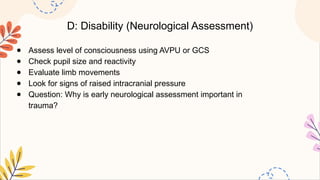The Primary Survey In Trauma and Emergency Assessment | PPT