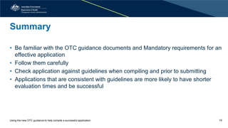 Using the new OTC guidance to help compile a successful application | PPT