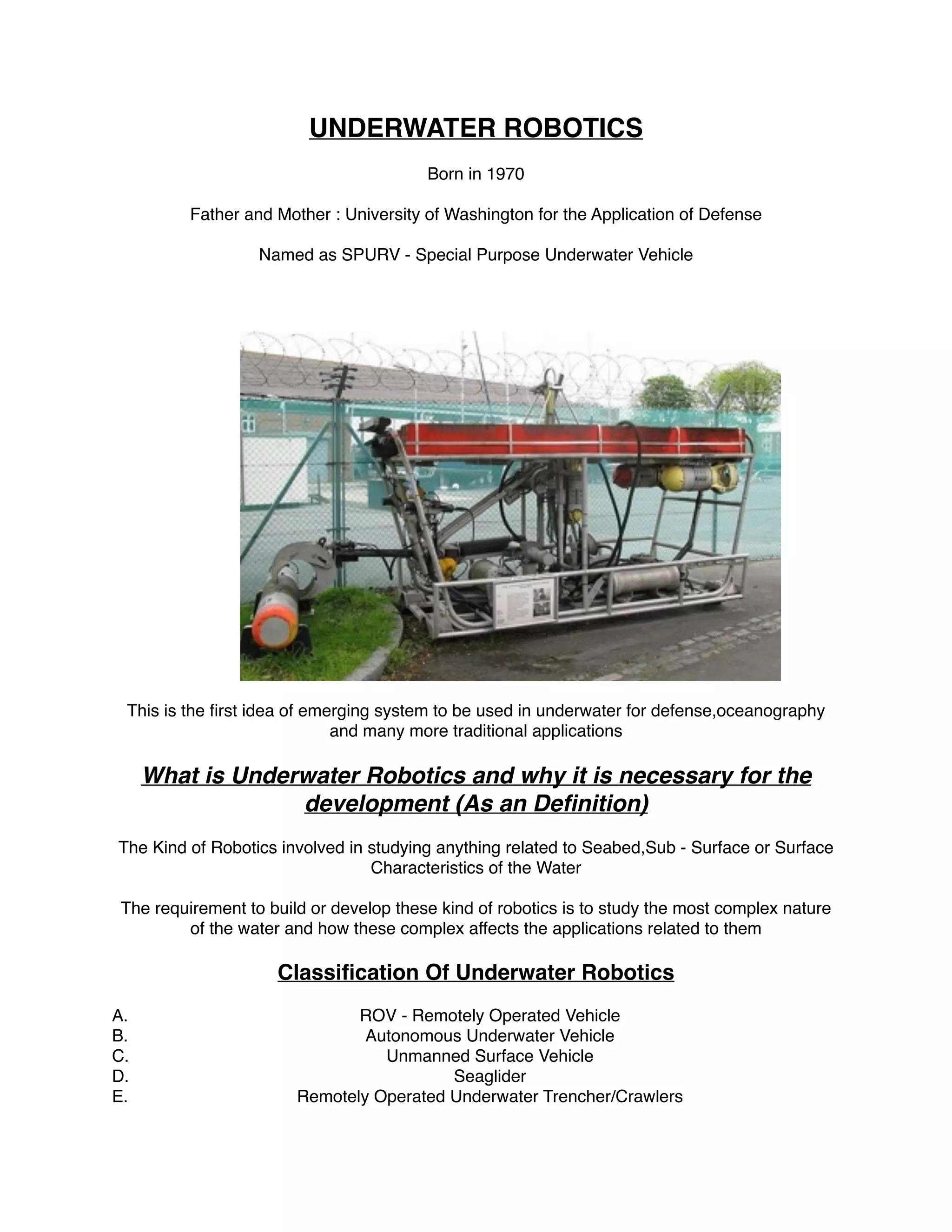 Underwater Robotics | PDF