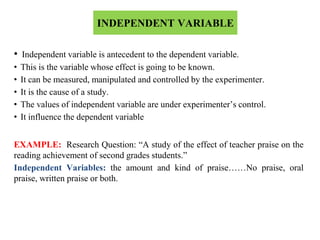 Variables of Educational Research | PPT