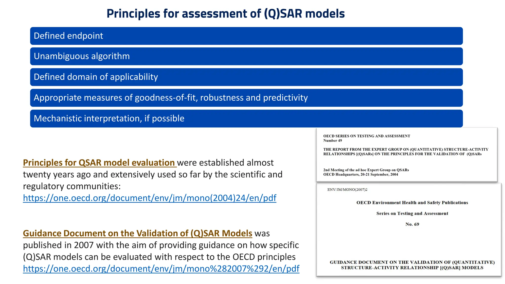 (Q)SAR Assessment Framework: Guidance for Assessing (Q)SAR Models and ...