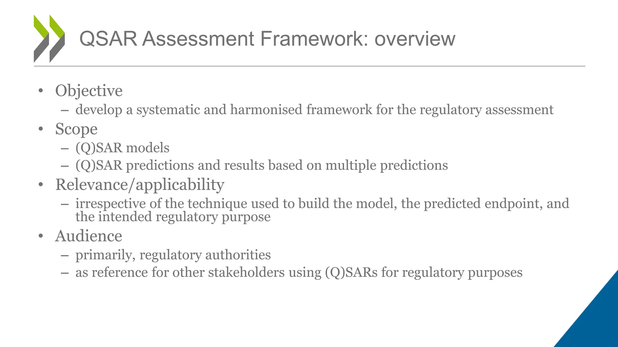 (Q)SAR Assessment Framework: Guidance for Assessing (Q)SAR Models and ...