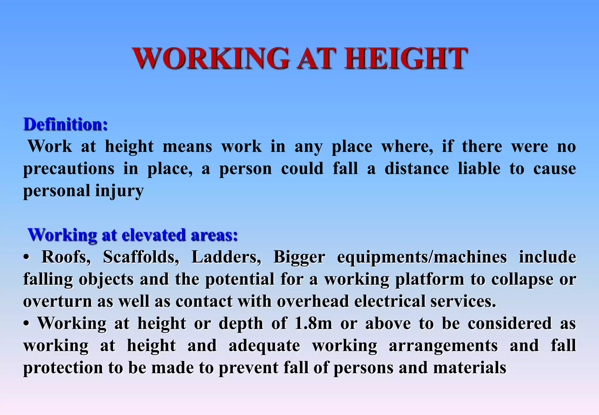 Presentation work at height by sharif ullah khan wazir | PPT
