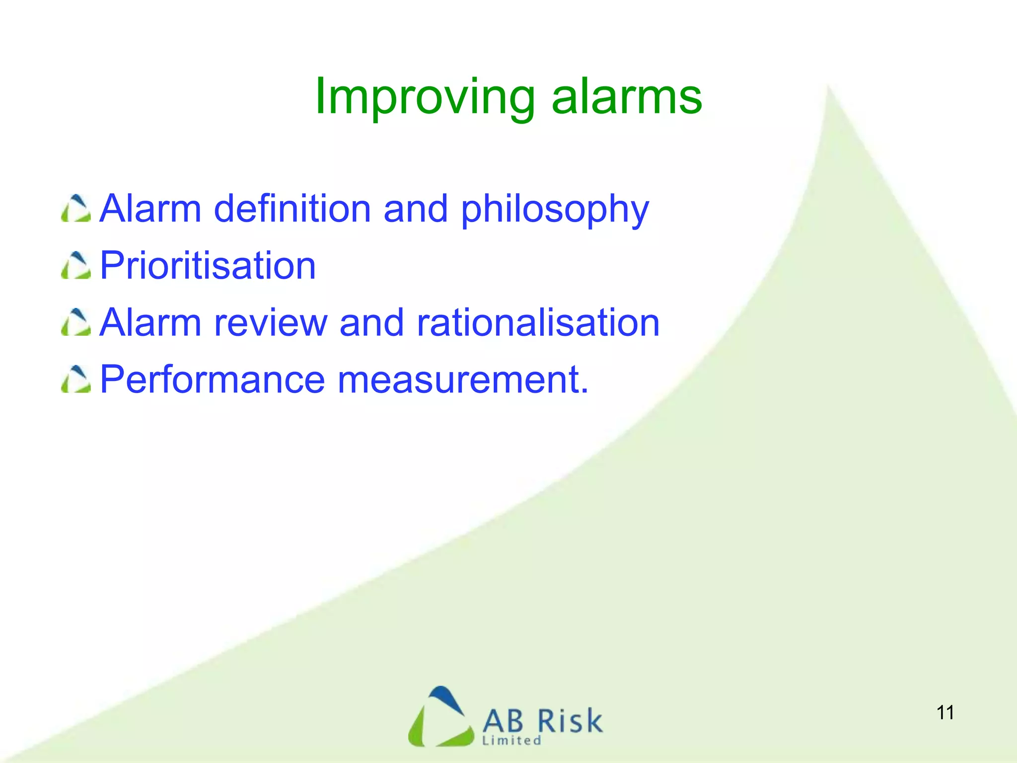 Management of control room alarms | PPTX