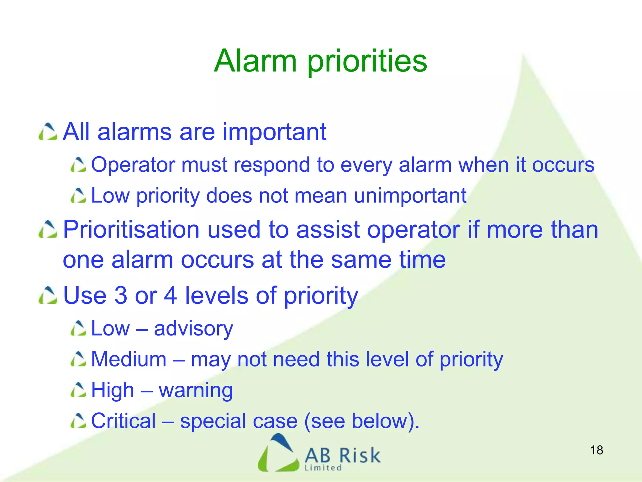 Management of control room alarms | PPTX