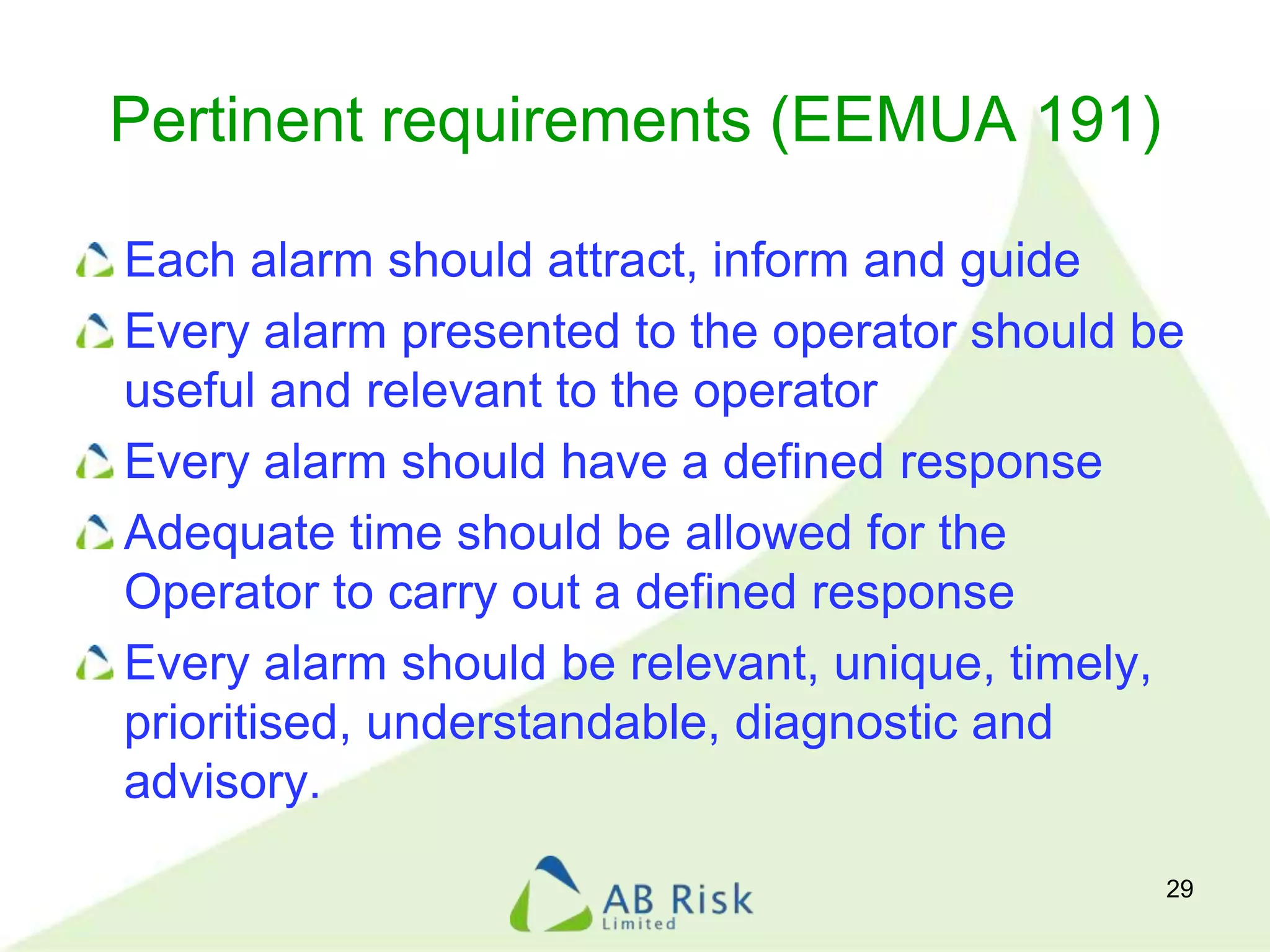 Management of control room alarms | PPTX
