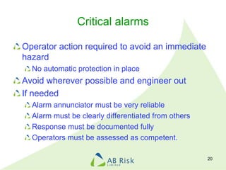 Management of control room alarms | PPTX