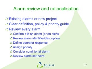 Management of control room alarms | PPTX