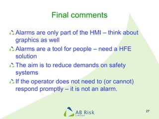 Management of control room alarms | PPTX