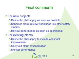 Management of control room alarms | PPTX