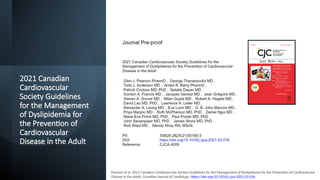 2021 CCS Guidelines for management of dyslipidemia. A simplified ...