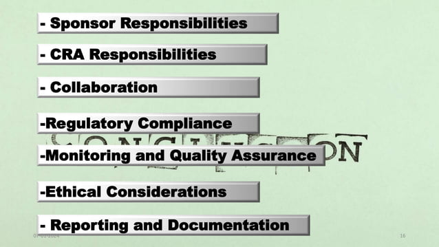 Presentation 01 Responsibilities of sponsor and CRA in clinical ...