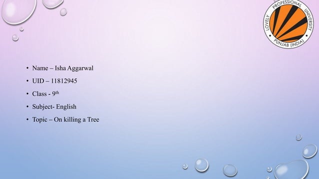 Presentation on killing a tree | PPT