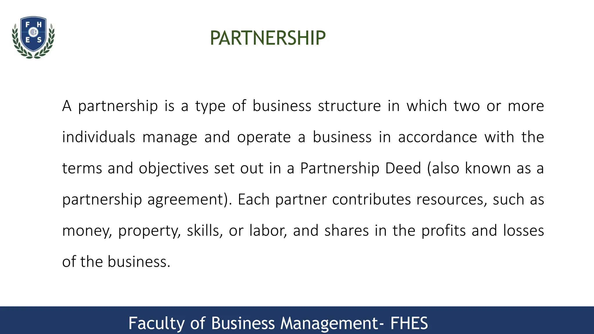 Define the partnership and its salient features. | PPT
