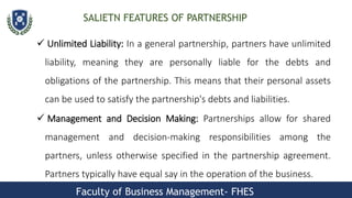 Define the partnership and its salient features. | PPTX