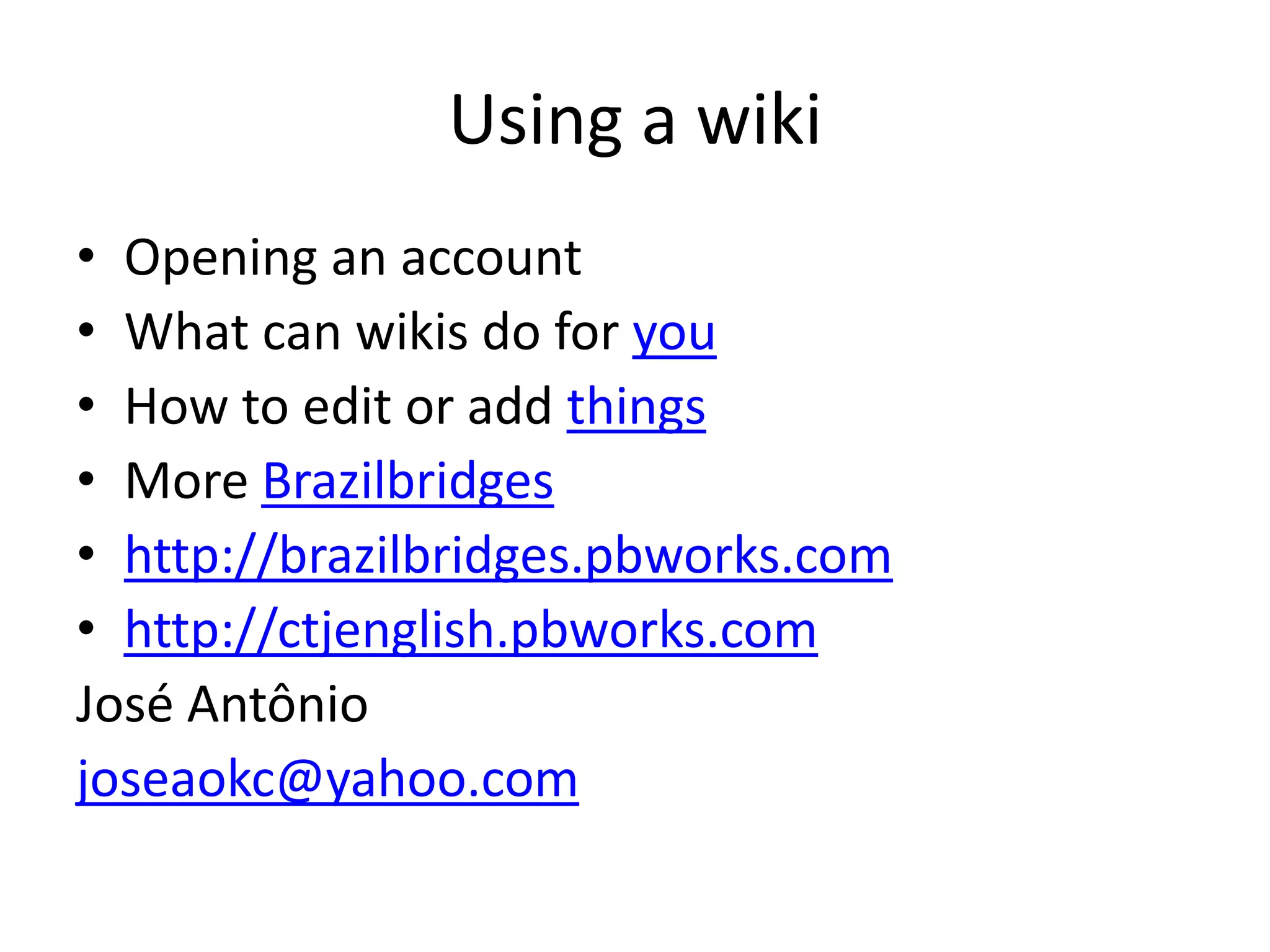 Wikis for collaborative projects | PPT