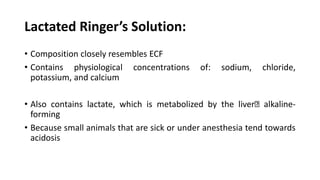 Fluid therapy of animals | PPTX | Chemistry | Science