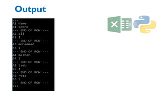 Working with Excel Spreadsheets in python .pptx