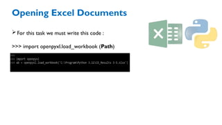 Working with Excel Spreadsheets in python .pptx