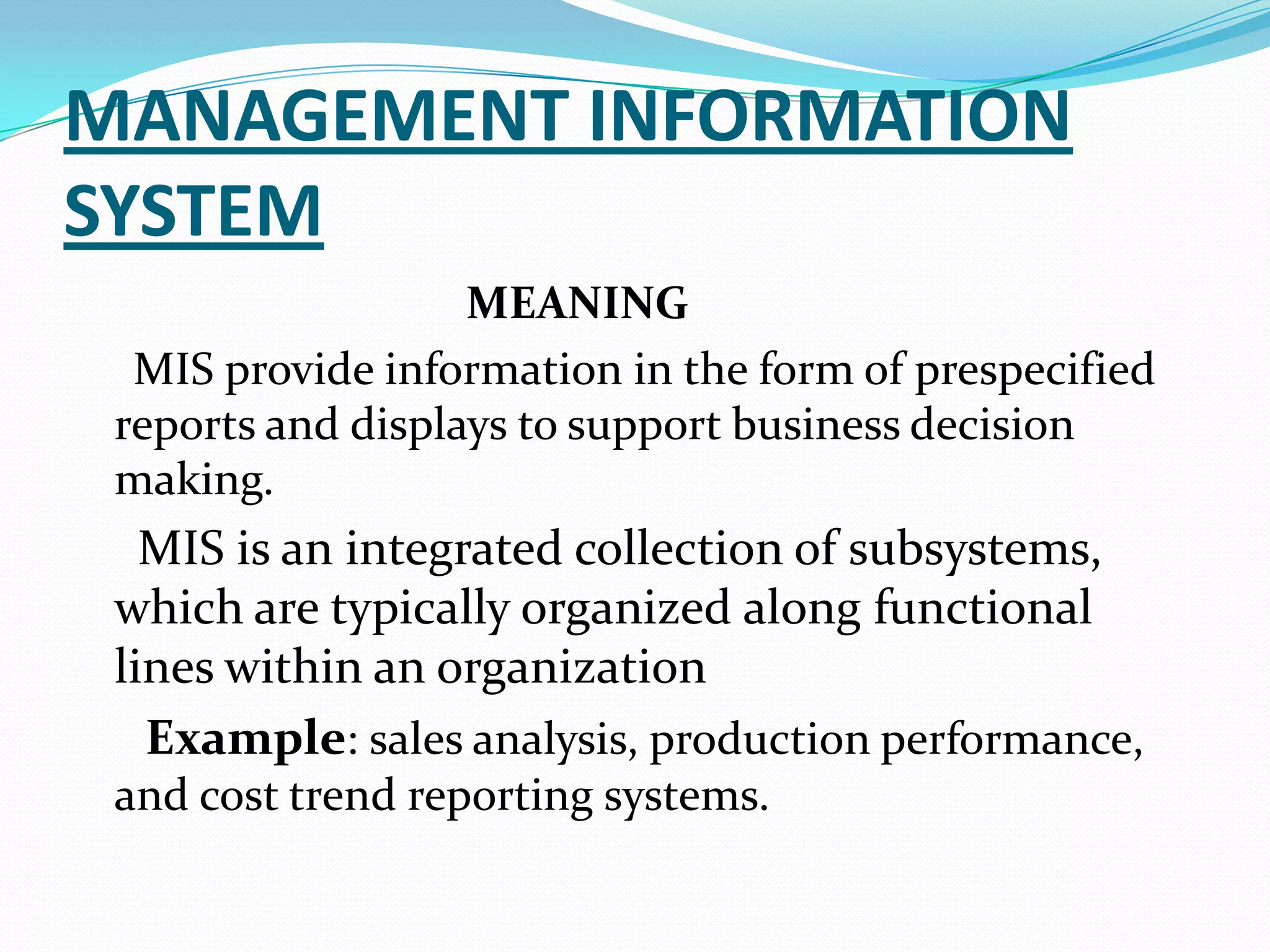 Presentation on mis | PPT