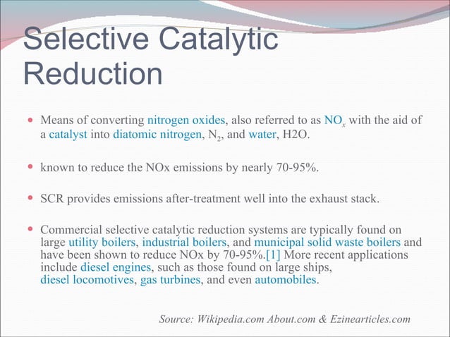 Selective Catalytic Reduction of NOx | PPT | Indoor Environmental ...