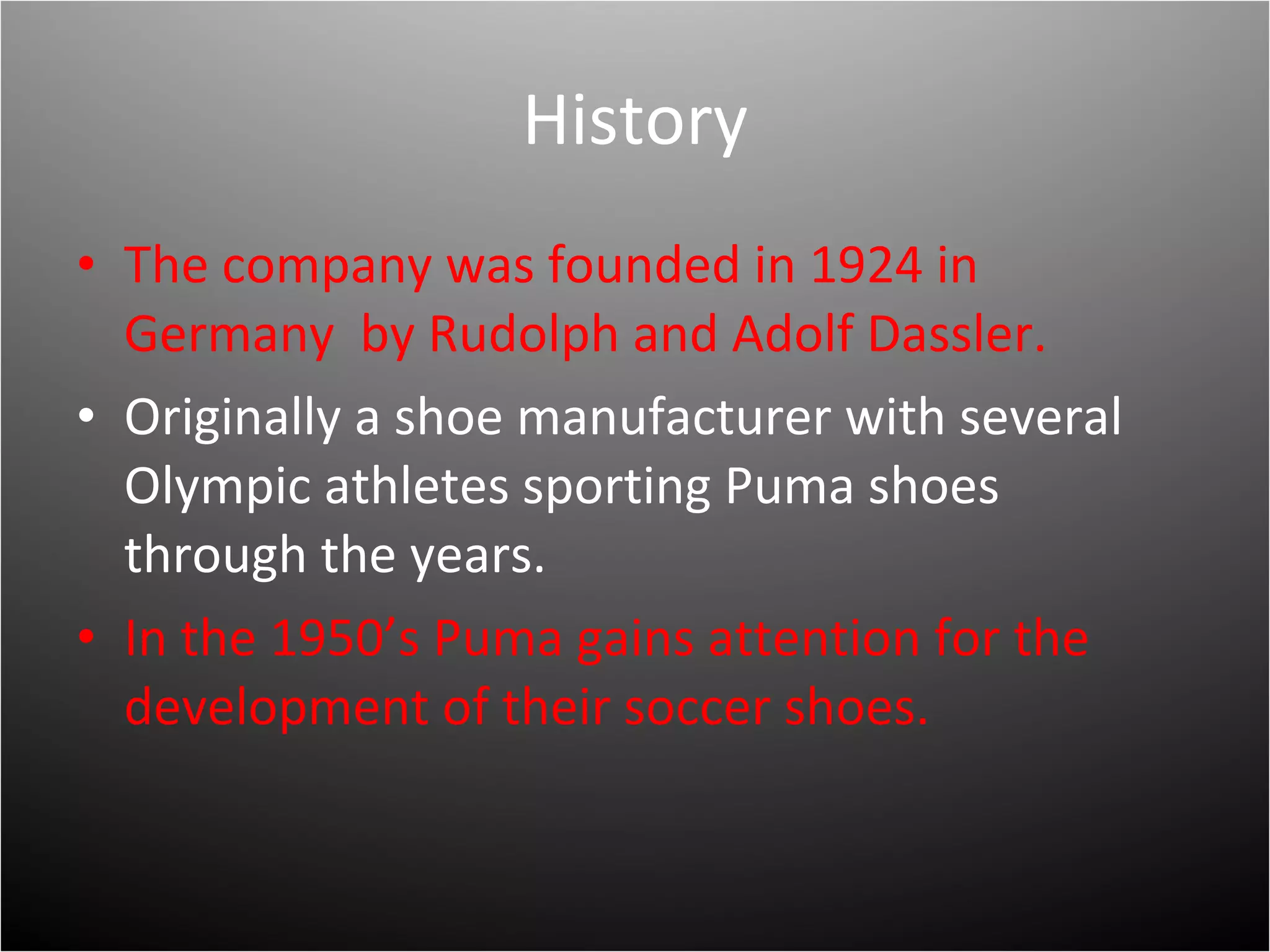 Brief History of Puma | PPT
