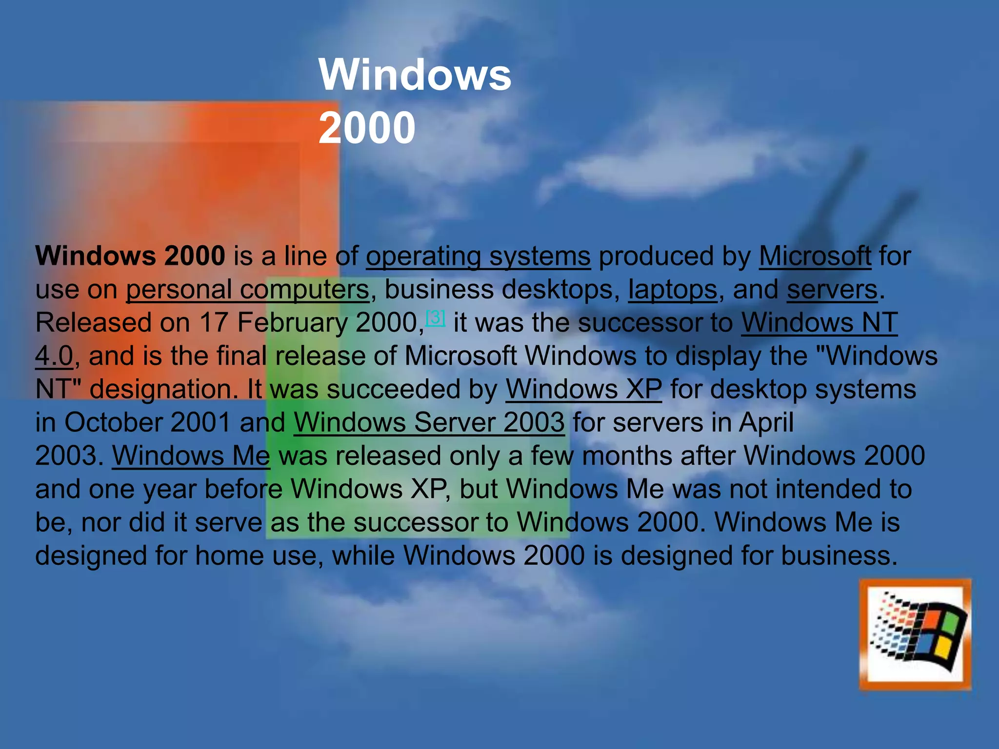 windows operating system and its advancements | PPTX | Operating Systems | Computer Software and ...