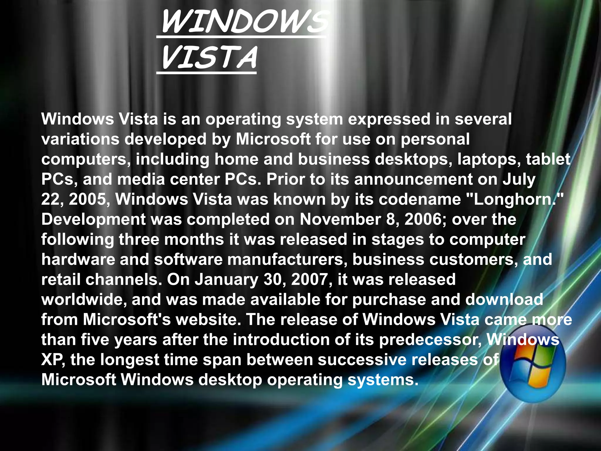 windows operating system and its advancements | PPTX | Operating Systems | Computer Software and ...