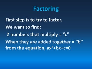Solving Quadratic Equations | PPTX