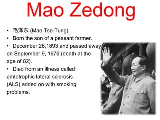 Mao's China | PPTX | Celebrity Families | Pop Culture