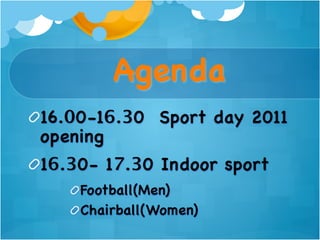 Agenda of Sport day | PPT
