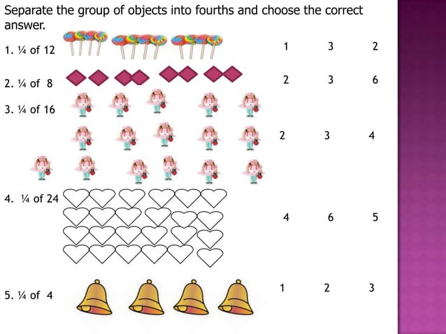 one fourth of set of objects | PPTX