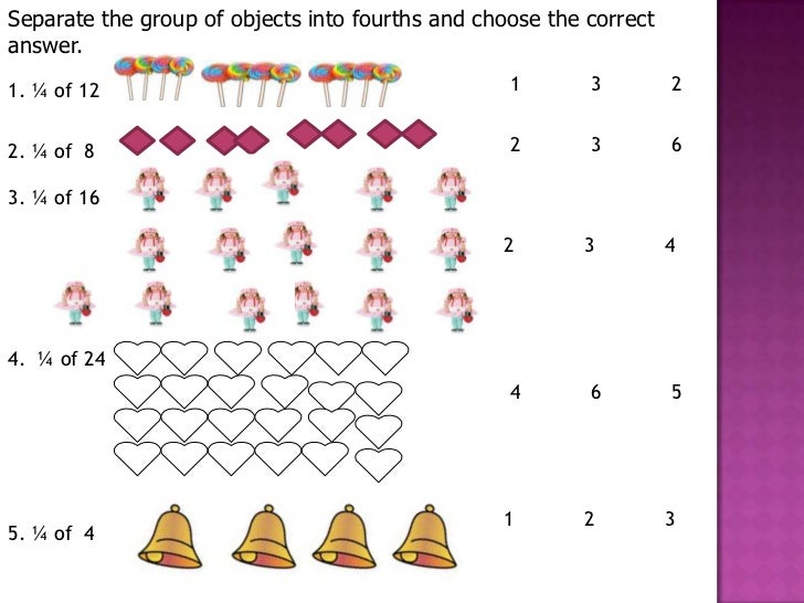 one fourth of set of objects