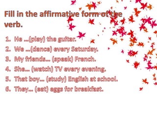 Present Simple Tense, Writing Activity | PPTX