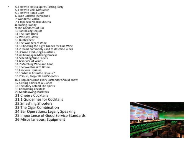 BAR MANAGEMENT AND OPERATIONS | PPTX | Bars & Restaurants | Attractions