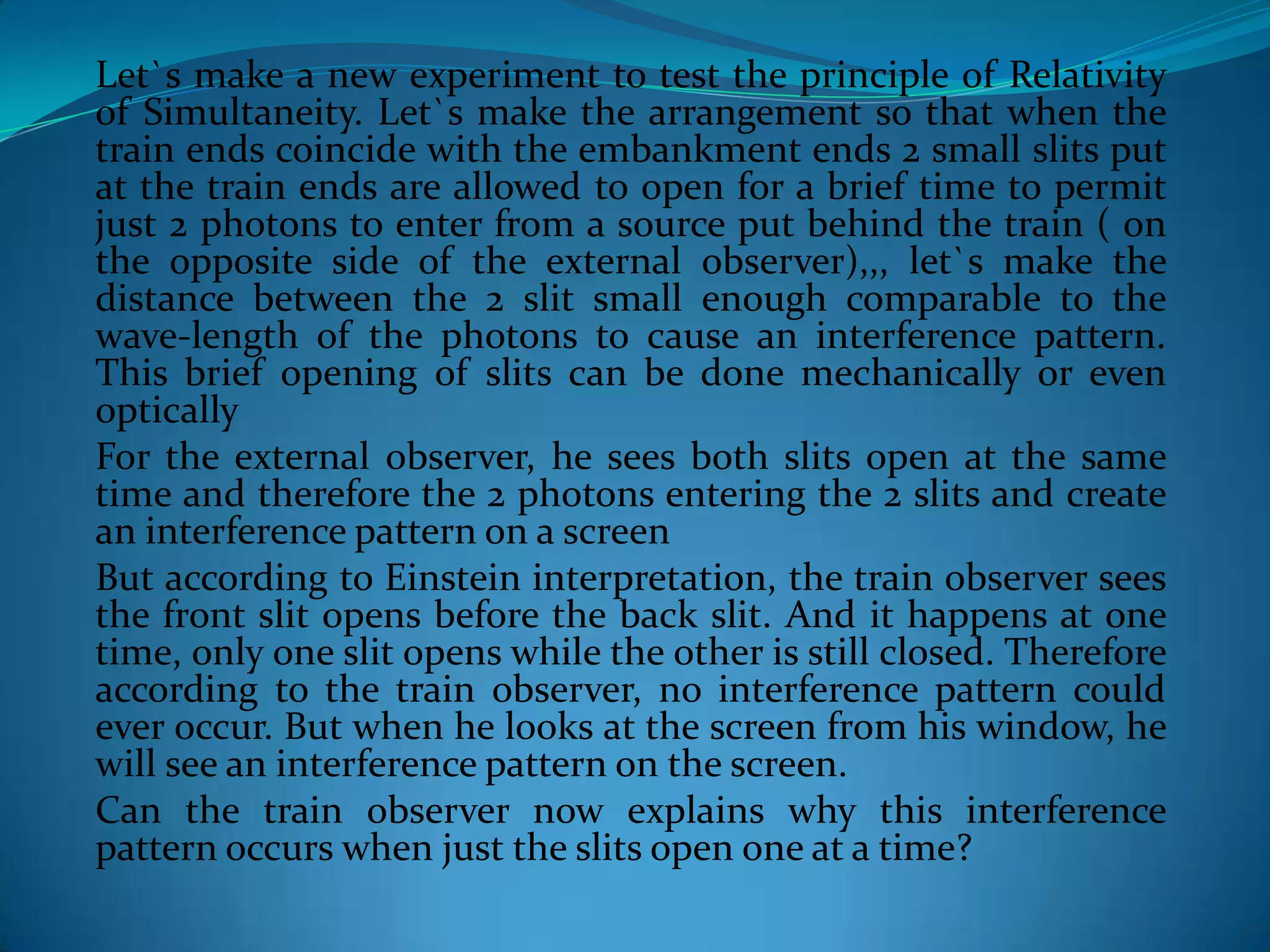 test to a principle of Relativity of Simultaneity | PPT