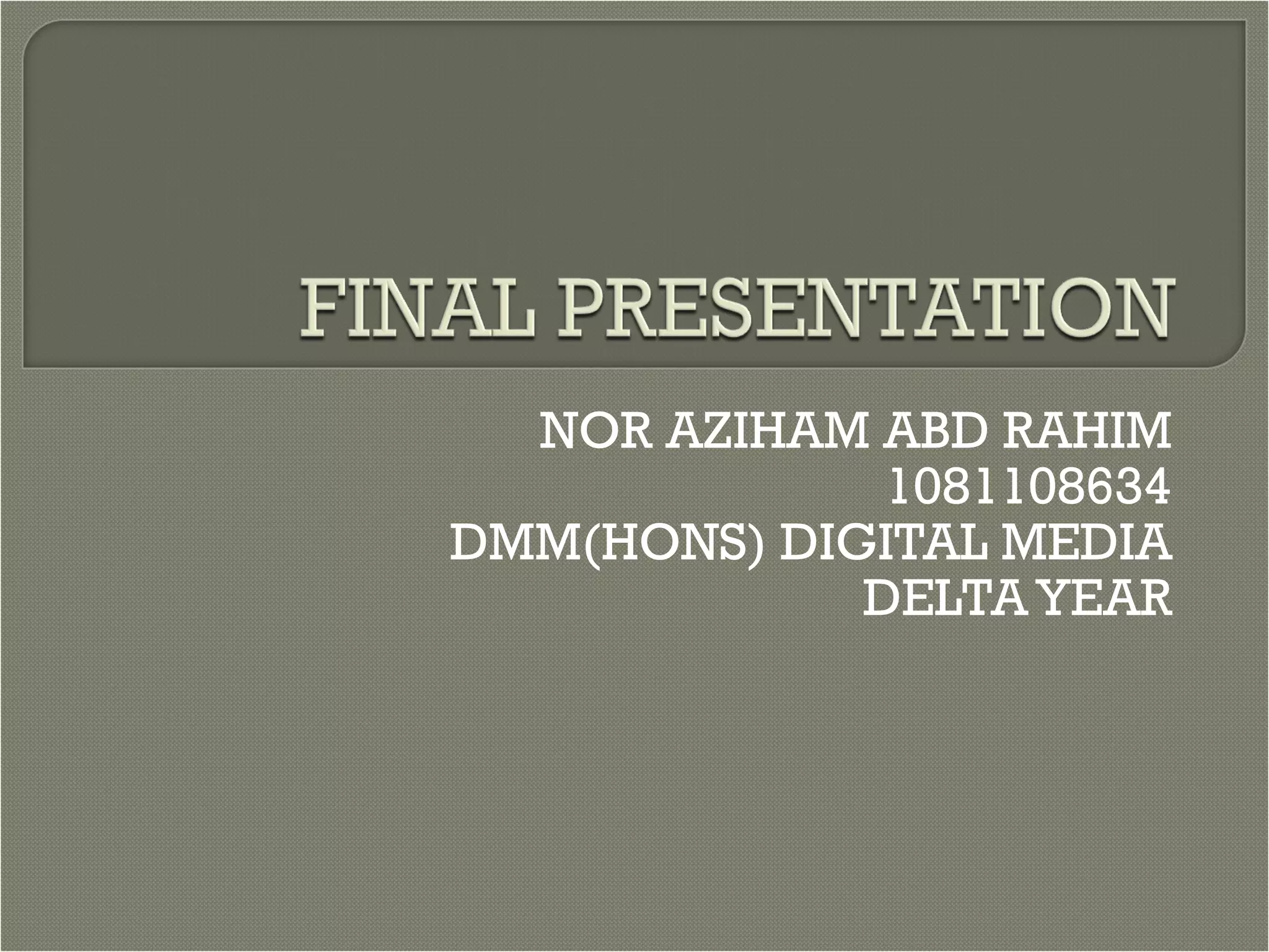 Final Project Presentation | PPT