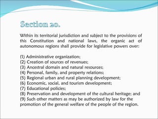 Article10 Autonomous Regions | PPT | Political Issues & policy | Politics