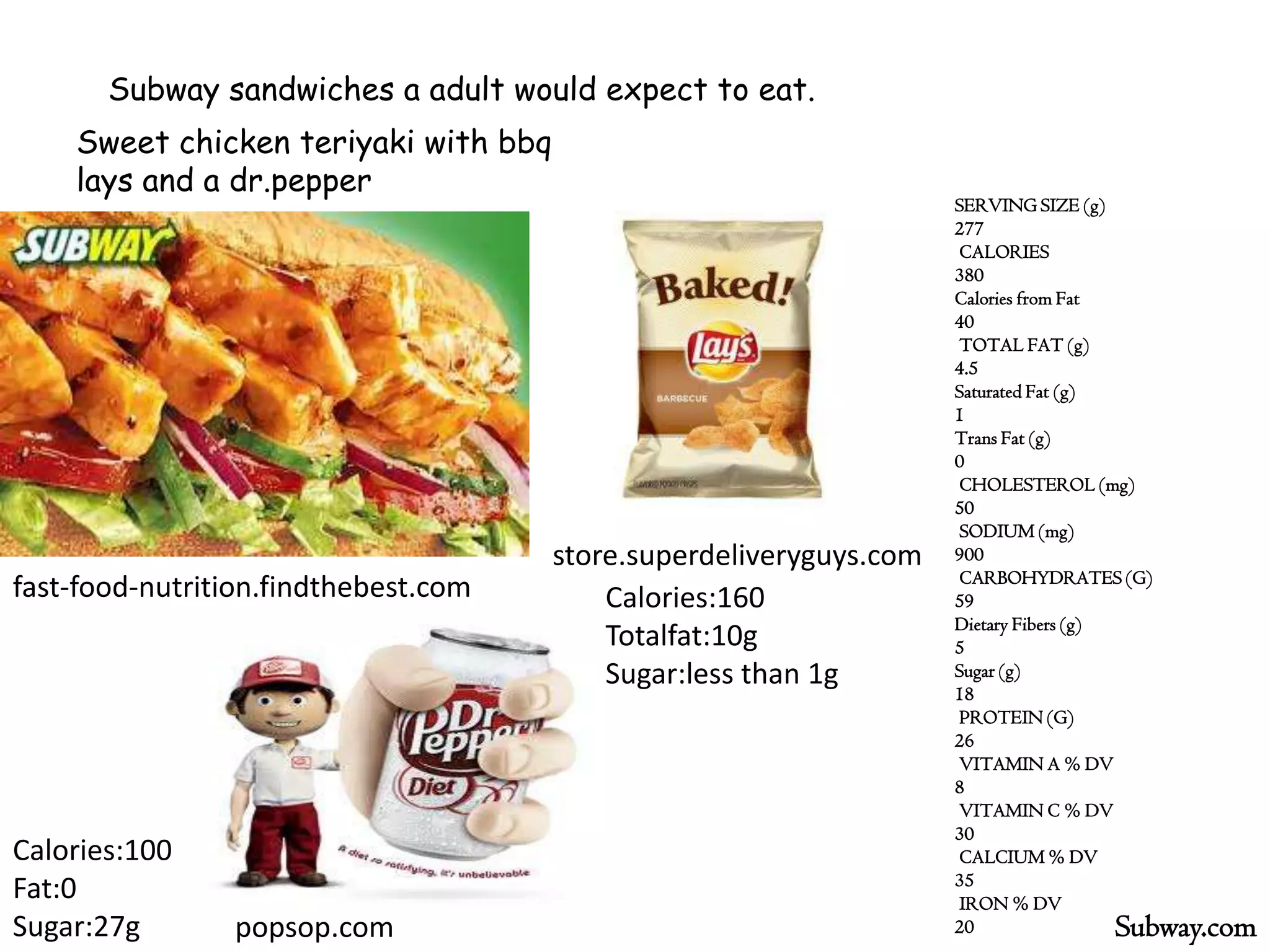 subway calories | PPT
