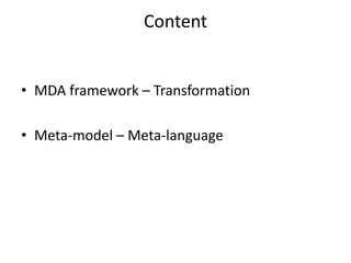 MDA Framework | PPTX | Programming Languages | Computing
