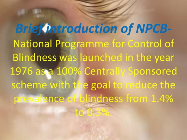 national blindness control programme | PPTX | Eye and Vision Conditions ...