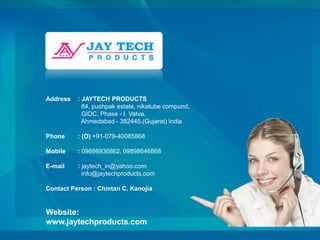 Jaytech Products : Channel valve, Channel spring, Compressor valve, Compressor parts | PPTX