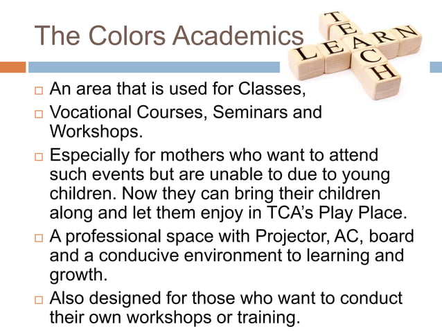The Colors Academy | PPTX | Daycare and Pre-School | Parenting