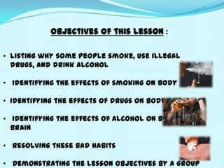 effects of smoking, alcohol, and drugs on the body | PPTX