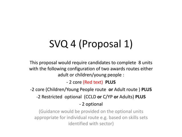 Proposed qualification structures for SVQ HSC and CCLD | PPT