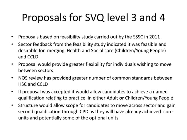 Proposed qualification structures for SVQ HSC and CCLD | PPT
